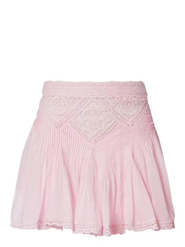 MARANT ETOILE Lace-trimmed Cotton Miniskirt - Pink