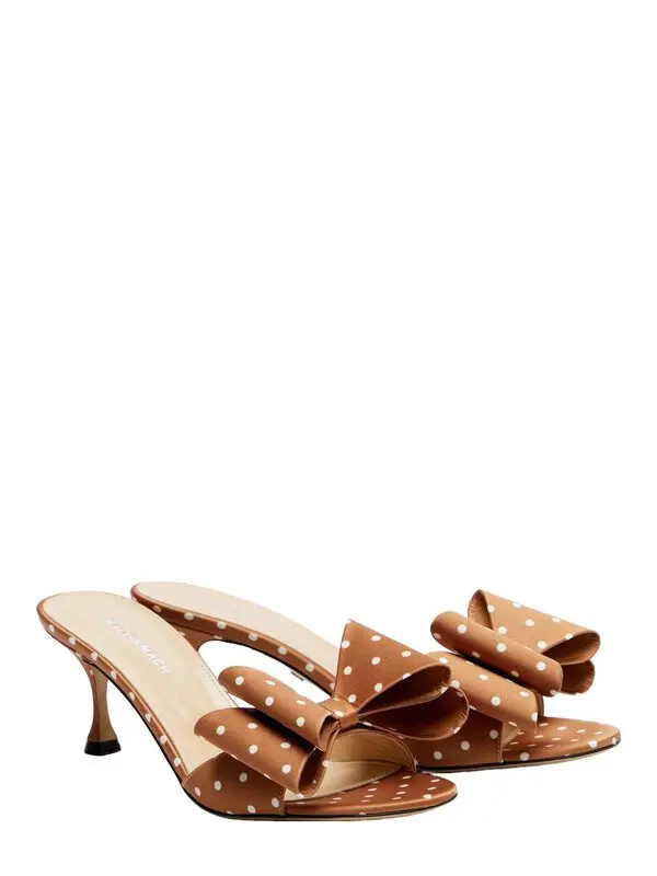 Mach & Mach Le Cadeau 65 Polka-dot Satin Mules - Brown