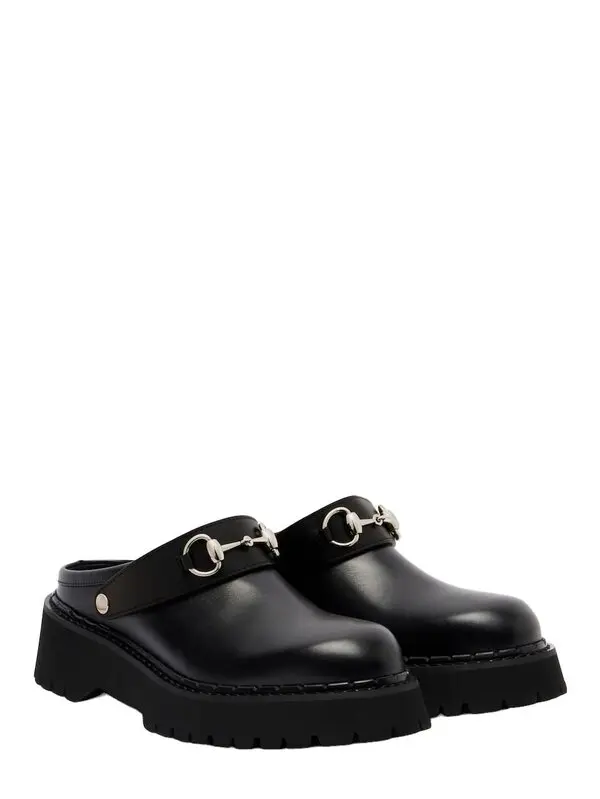 Gucci Horsebit Leather Mules - Black