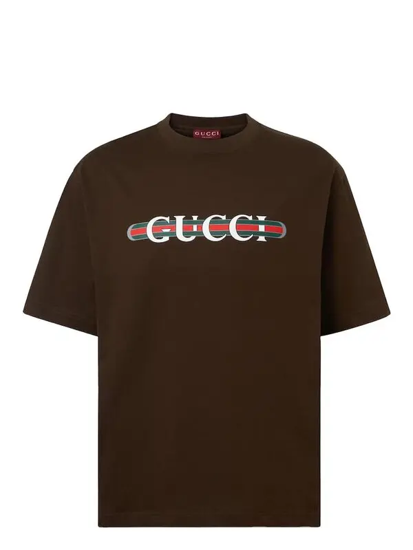 Gucci Logo Cotton Jersey T-shirt - Brown