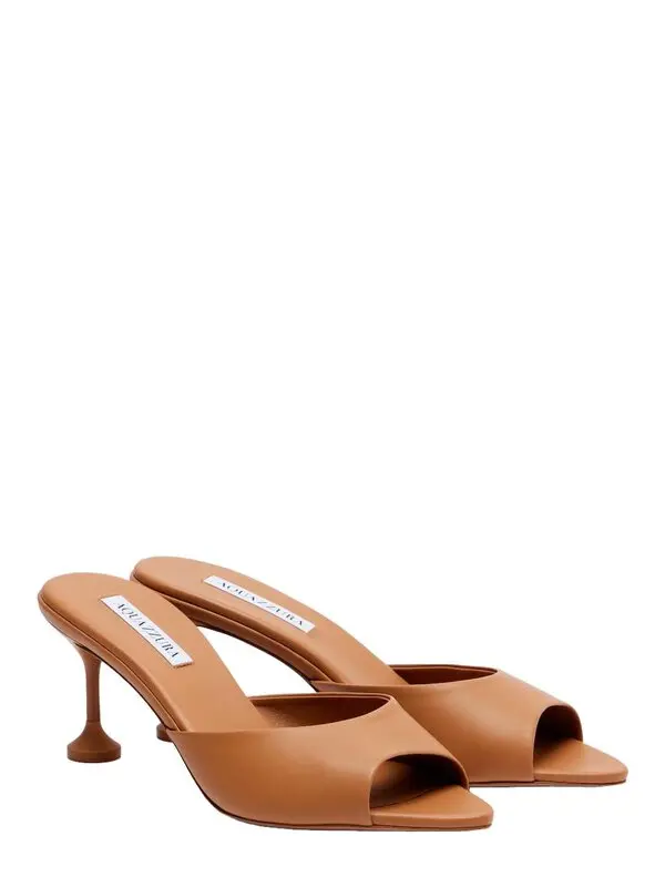 AQUAZZURA Bisous 65 Leather Mules - Brown
