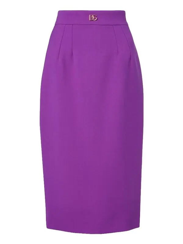 Dolce & Gabbana Virgin Wool Midi Skirt - Purple