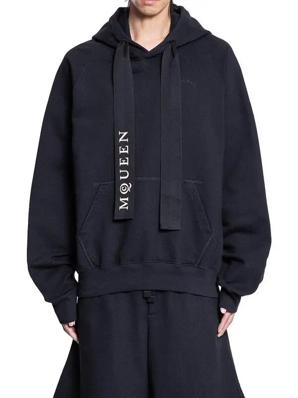 Alexander McQueen Hoodie With Wide Drawcords - Black