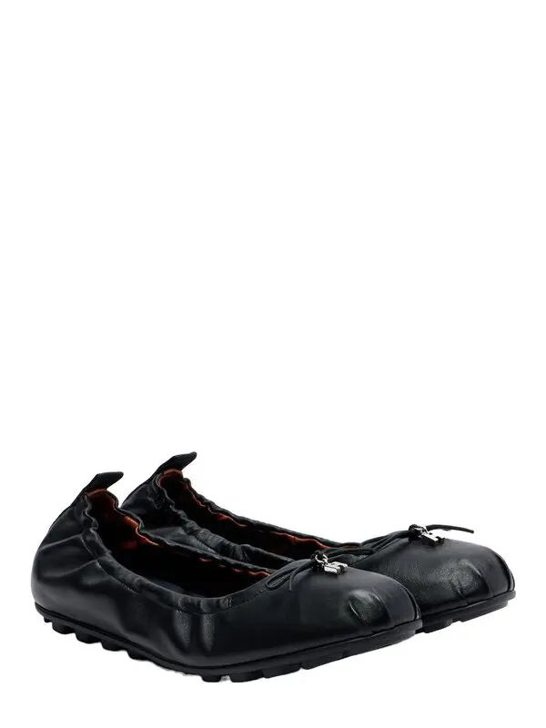 Hogan Olympia Leather Ballerina Flats - Black