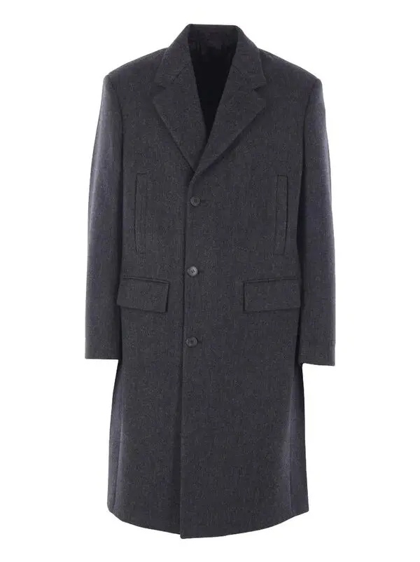 Prada Single-breasted Wool Coat - Grey