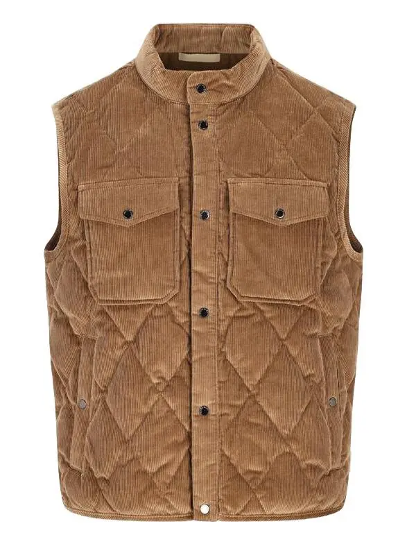 Woolrich Quilted Corduroy Vest - Brown