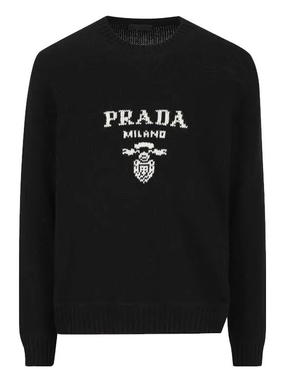 Prada Wool And Cashmere Crew-neck Sweater - Black