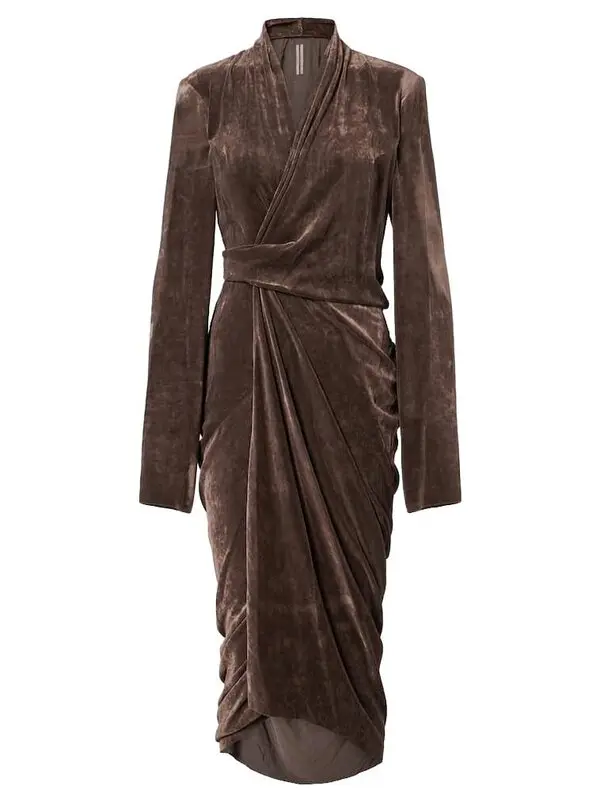 Rick Owens Wrap Midi Dress - Brown