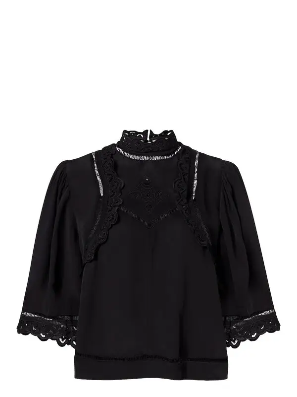 Isabel Marant Frany Broderie Anglaise Crêpe Top - Black