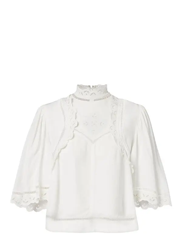 Isabel Marant Étoile Frany Broderie Anglaise Crêpe Top - White