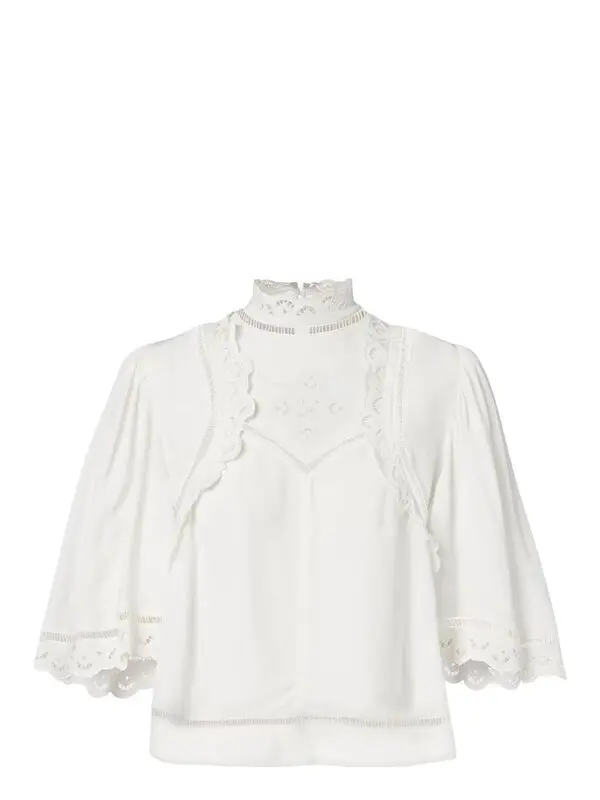 Isabel Marant Frany Broderie Anglaise Crêpe Top - White