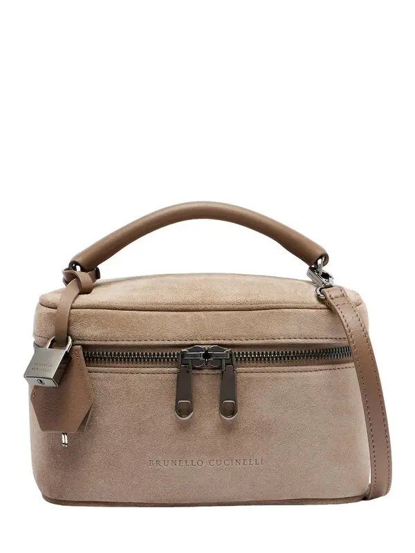 Brunello Cucinelli Small Suede Vanity Bag - Beige