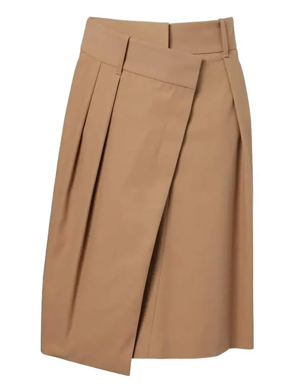 Loewe Asymmetric Cotton Twill Midi Skirt - Beige