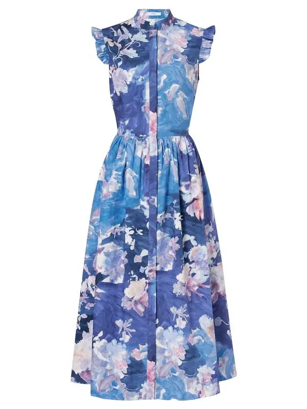 Erdem Flared Floral Midi Dress - Blue