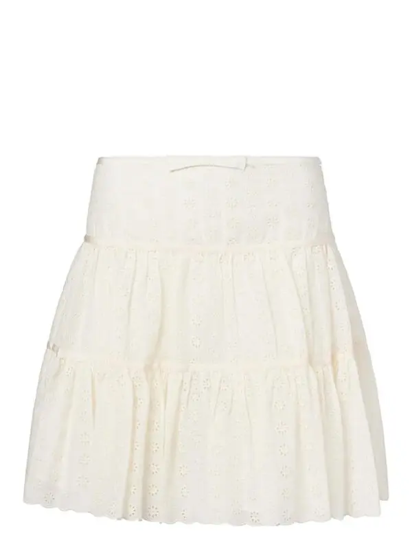 Valentino Garavani Tiered Cotton Lace Mini Skirt - White