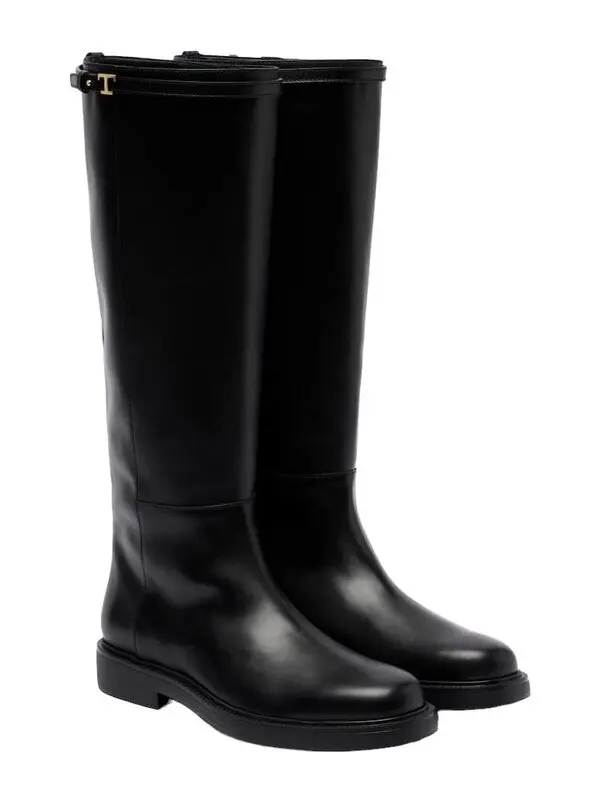 TOD'S Leather Knee-high Boots - Black