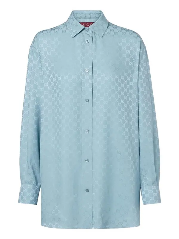Gucci Gg Silk Button-up Shirt - Blue