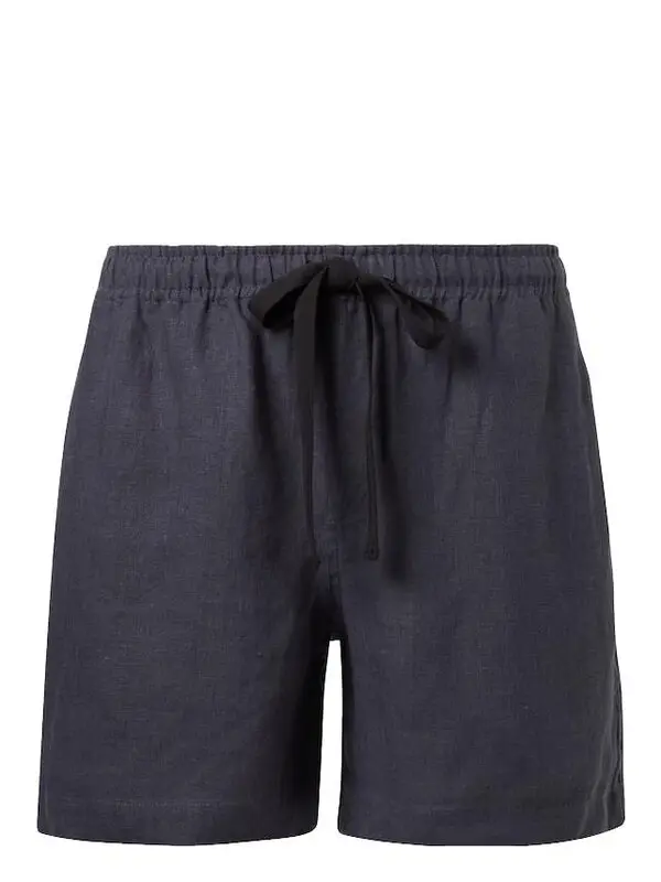 Commas Linen Shorts - Blue
