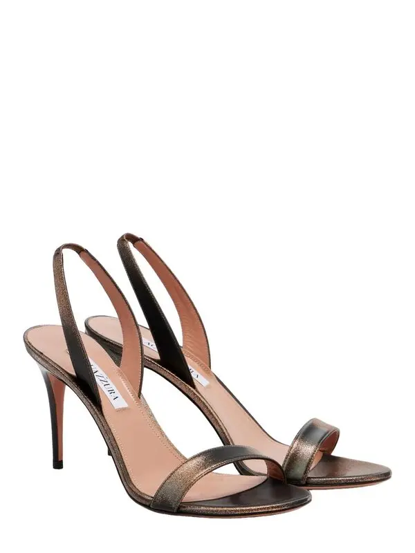 AQUAZZURA So Nude 85 Leather Slingback Sandals - Brown