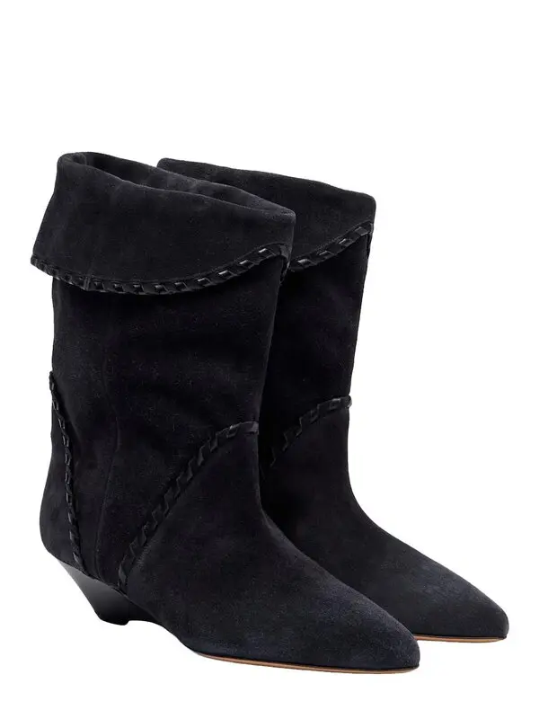 Isabel Marant Edoa 45 Suede Ankle Boots - Black