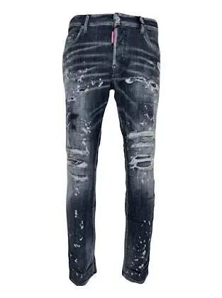 Dsquared2 Skater Jean With Ripped And Paint Splatter Detail - Black
