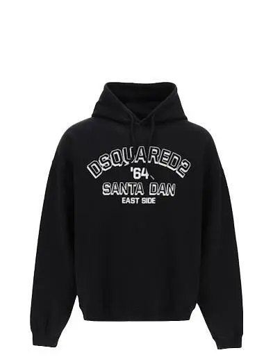 Dsquared2 Loose Fit Santa Dan Logo Hoodie - Black
