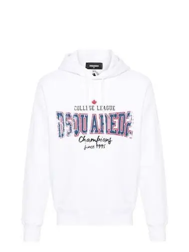 Dsquared2 Faded College League Logo Hoodie - White