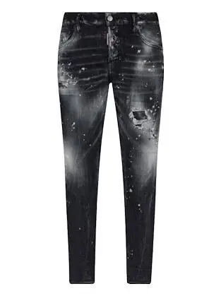 Dsquared2 Skater Jeans With Paint Splatter And Faded Wash - Black