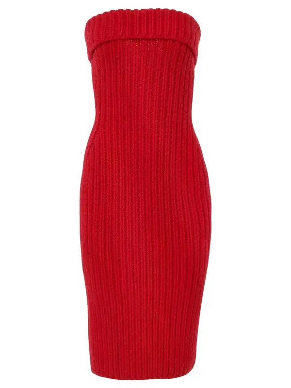 Carolina Herrera Ribbed-knit Midi Dress - Red