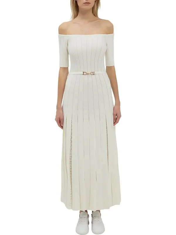 Gabriela Hearst Kurt Knit Pleated Dress Merino Wool - Ivory