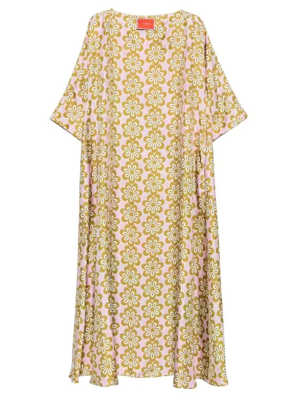La DoubleJ Floral-print Silk A-line Dress - Pink