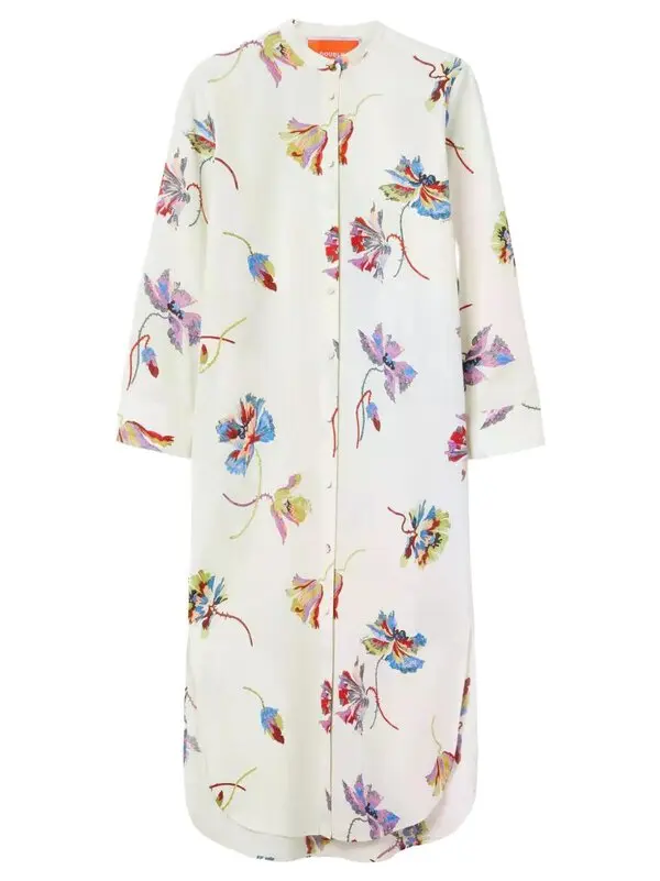 La DoubleJ Floral-print Shirt Dress - White