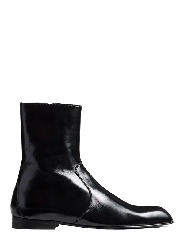 Khaite Colt Ankle Boots In Glazed Leather - Black