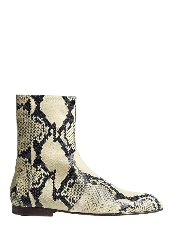 Khaite Colt Ankle Boot In Python-embossed Leather - Natural