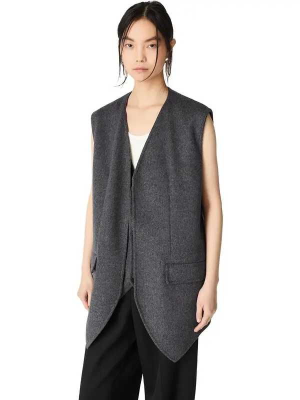 Bottega Veneta Double-face Wool Gilet - Charcoal Melange