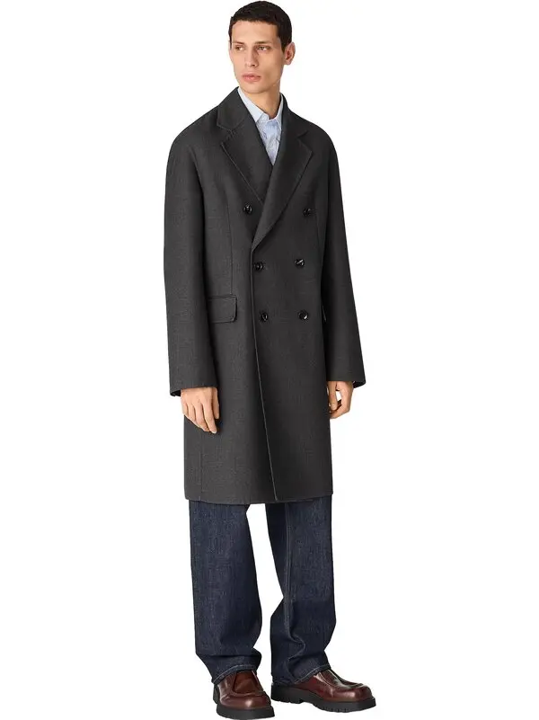 BOTTEGA  VENETA Double-breasted Wool Coat - Anthracite Melange