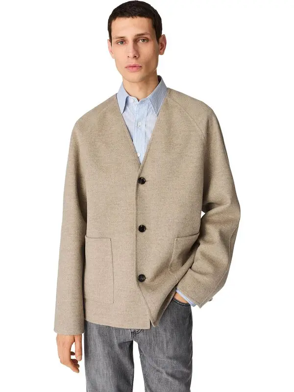 BOTTEGA  VENETA Light Double Wool And Cashmere Coat - Sandshell Melange