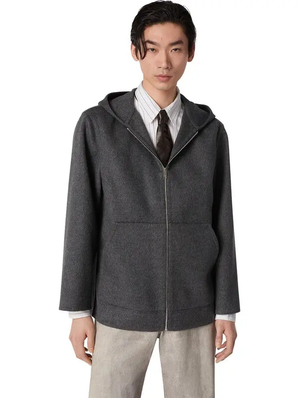 Bottega Veneta Double Face Wool Hoodie - Charcoal Melange