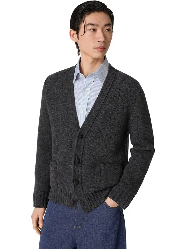 Bottega Veneta Merino Wool Cardigan - Anthracite
