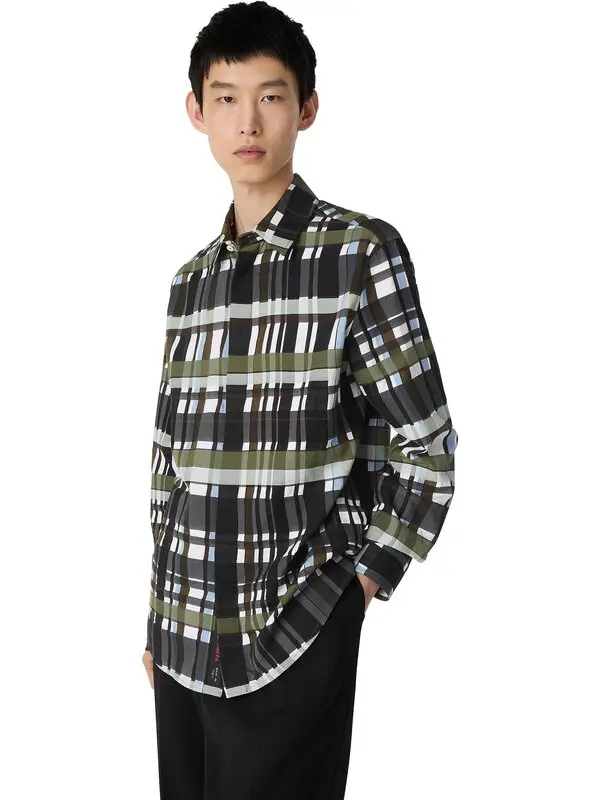 BOTTEGA  VENETA Cotton Check Shirt - Black/green/blue