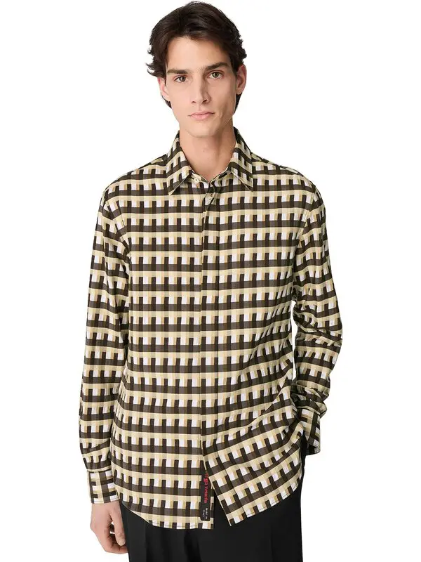 BOTTEGA  VENETA Cotton Check Shirt - Chalk/fondant/beige