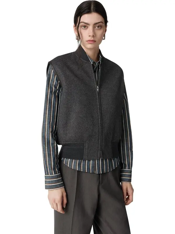 BOTTEGA  VENETA Double-face Wool Gilet - Charcoal Melange