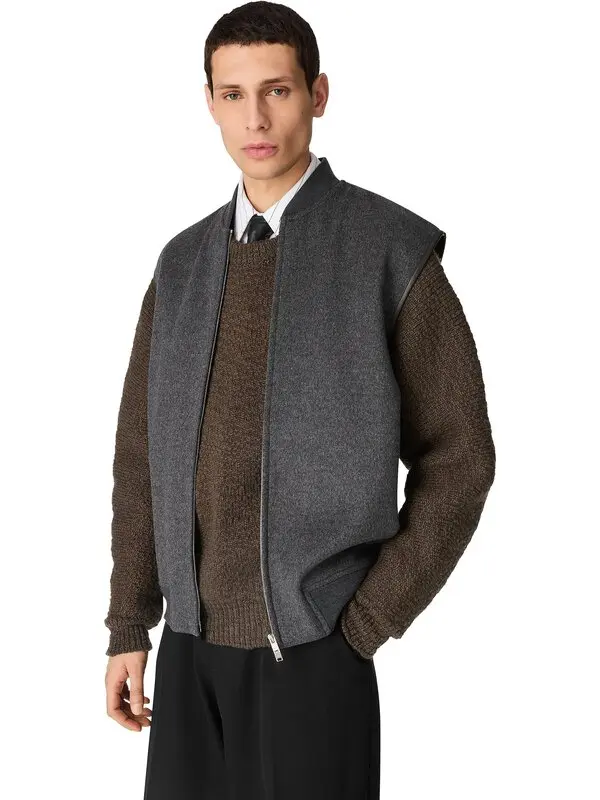 Bottega Veneta Double Face Wool Gilet - Charcoal Melange