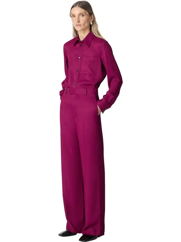 BOTTEGA  VENETA Viscose And Silk Twill Straight-leg Pants - Wildberry