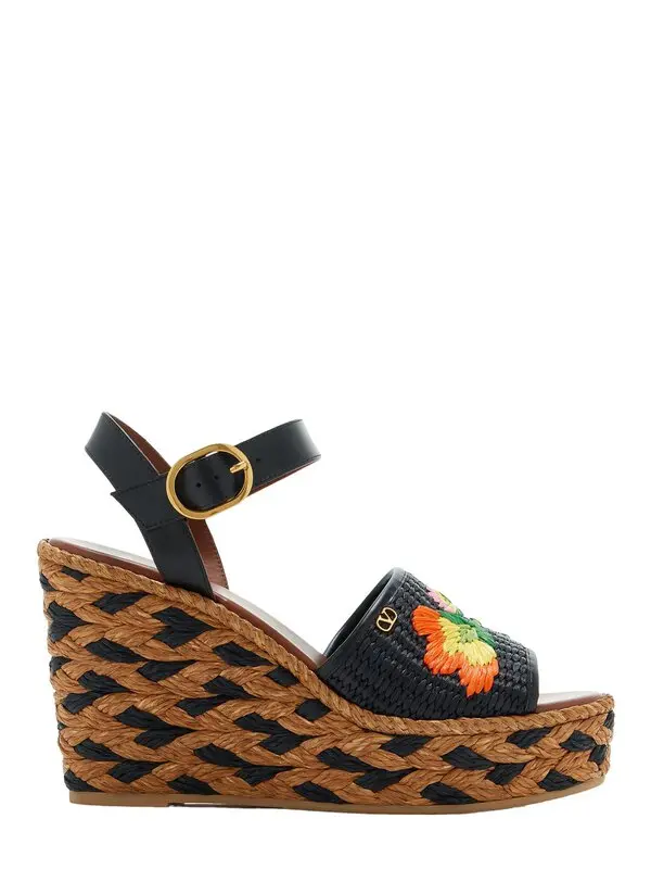 Valentino Garavani Bribri Raffia Platform Espadrilles - Black