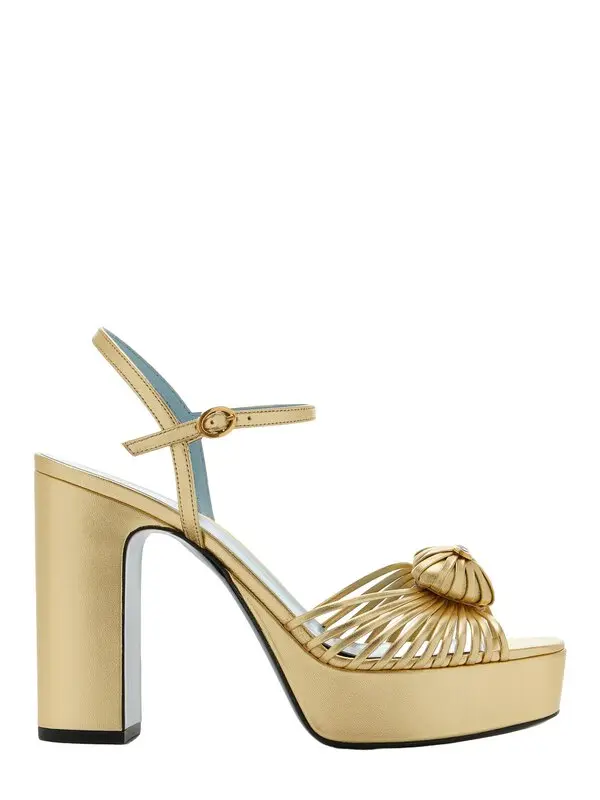 Valentino Garavani Royal Metallic Leather Platform Sandals - Gold