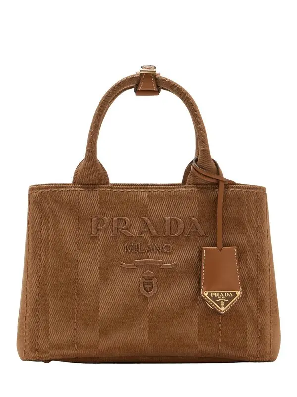 Prada Jardinière Canvas Tote Bag - Brown