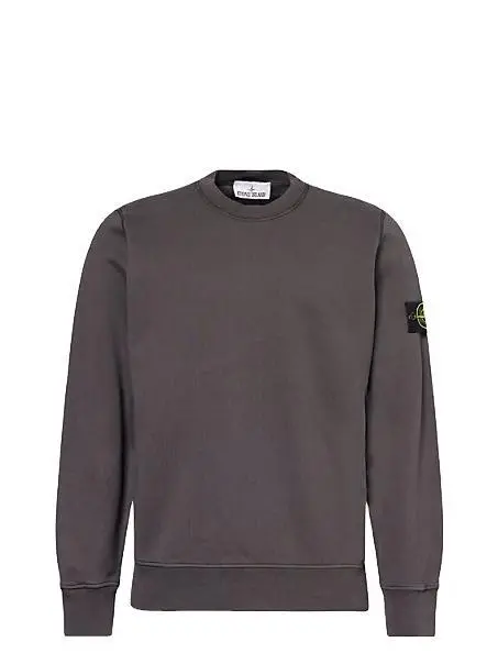 Stone Island Brand-patch Crewneck Sweatshirt - Lead Grey