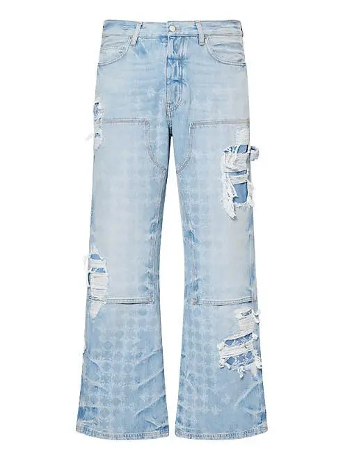 Amiri Repair Carpenter Monogram Denim Jeans - Faded Indigo