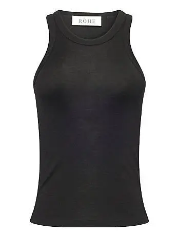 ROHE FRAMES Scoop-neck Racerback Wool-knit Top - Black